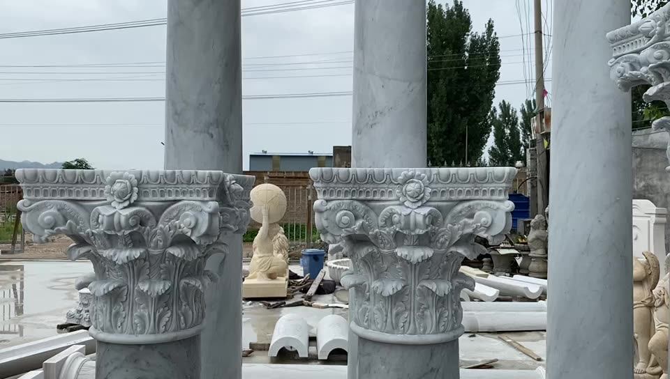 Outdoor Decorative Massive Natural Stone Columns Roman Design Carved ...
