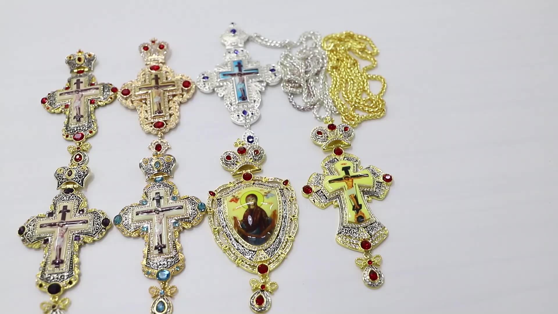 Zd017 Gold Orthodox Hollow Pectoral Cross Necklace For Religious Ritual ...