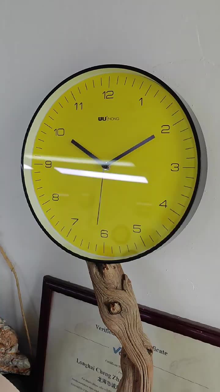 12-inch Circular Wood Grain Wall Clock With Unique Design Quartz ...