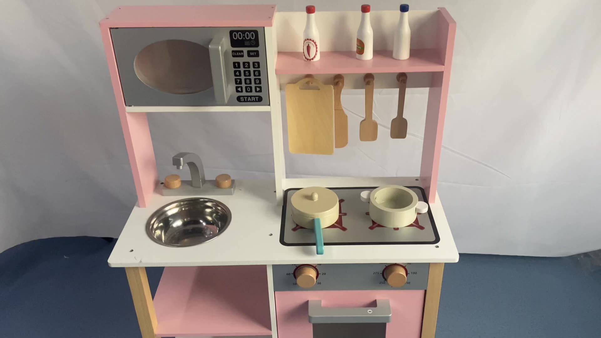 Newest Large Role Pretend Play Kitchen With Accessories Suitable Wooden ...