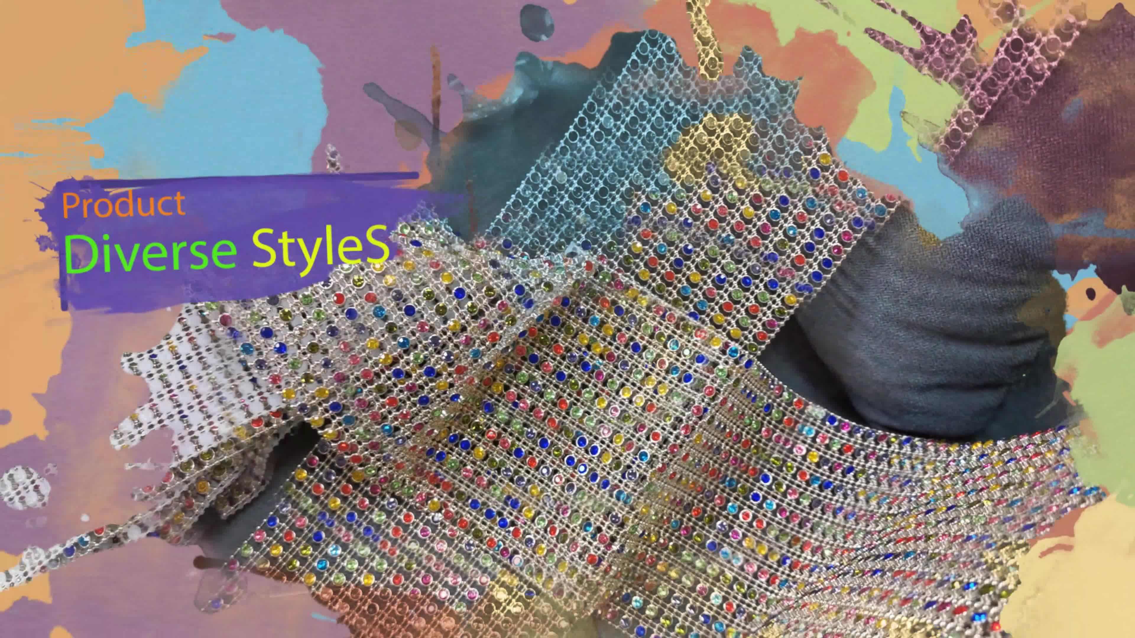 Wholesale 20 Row Gold Wide Mesh Pyramid Plastic Rhinestone Chain Trim ...