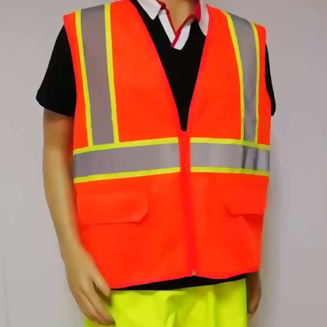 Orange Custom Logo Traffic Reflective Safety Vest With Pockets - Buy ...