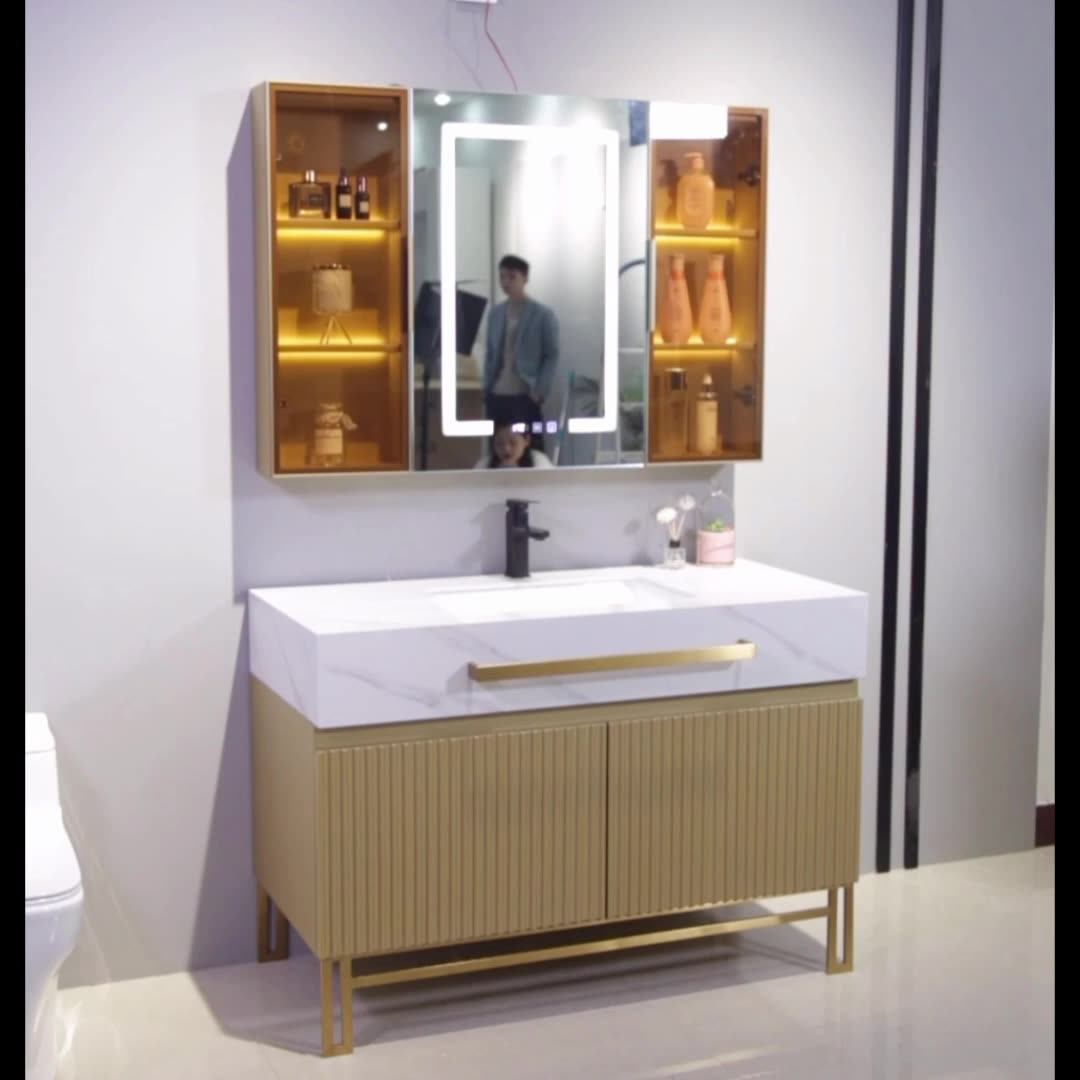 Modern Luxury European Bathroom Furniture Gold Bathroom Vanity Bathroom ...