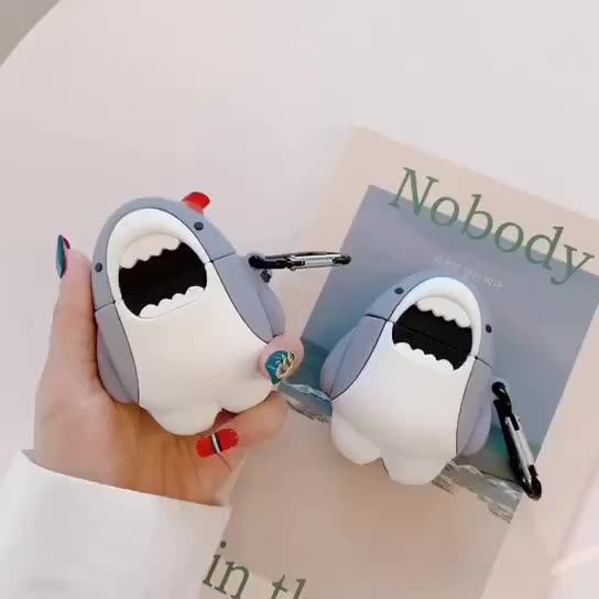 3d Cartoon Cute Animal Shark For Airpod Cover For Apple Airpods 1 2 ...