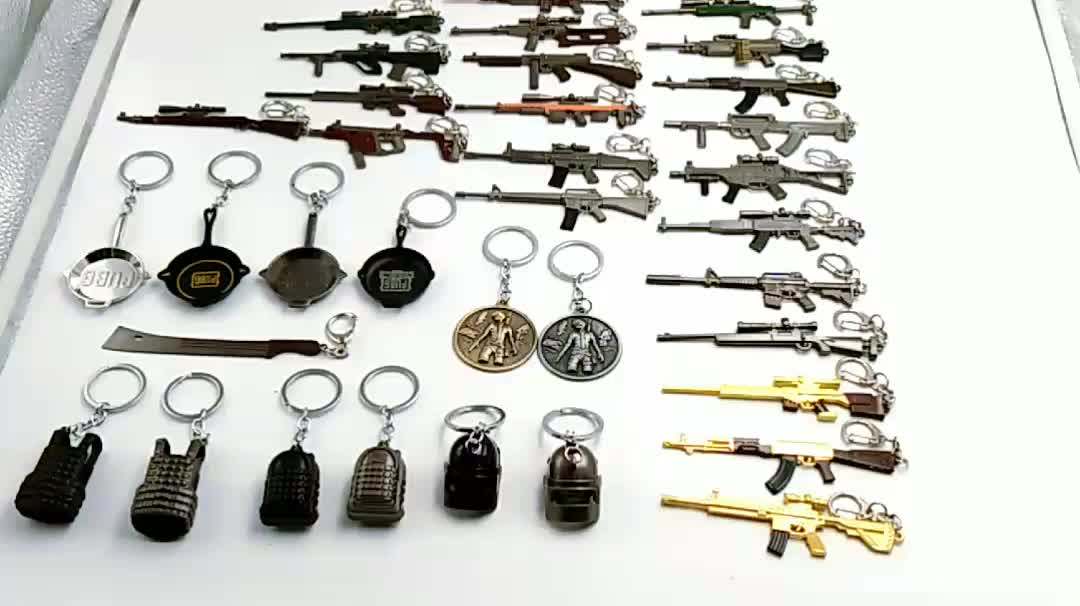 Wholesale 3d Shape Metal Gun Keychain Weapon Keychain With Hook Ring ...
