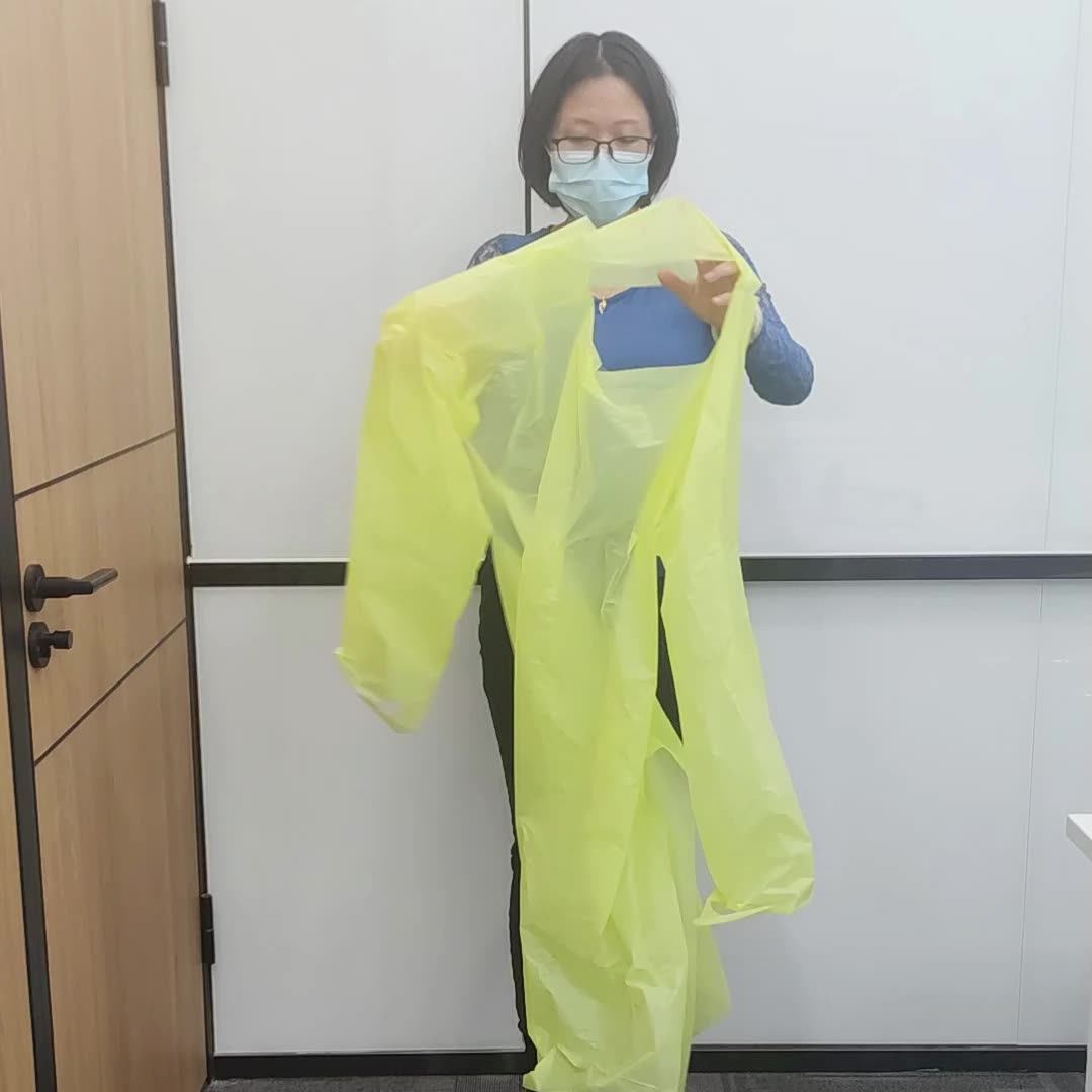 Long Sleeve Apron Disposable Cpe Plastic Kitchen Apron With Adult Thumb ...