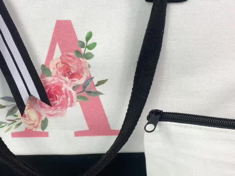 Personalized Initial Canvas Beach Tote Bag,Monogrammed Gift Tote Bag ...