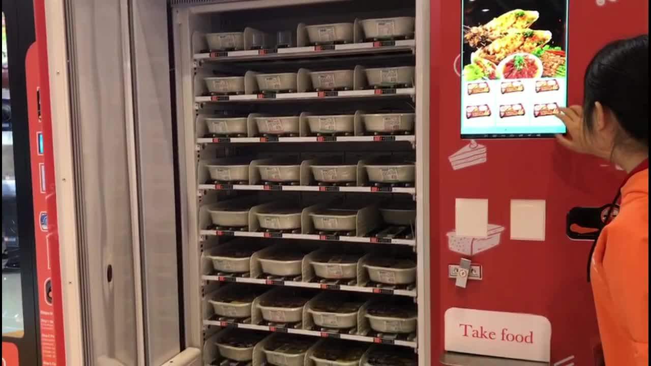 24 Hours Box Lunch Food / Bento Vending Machine With Microwave Heating ...