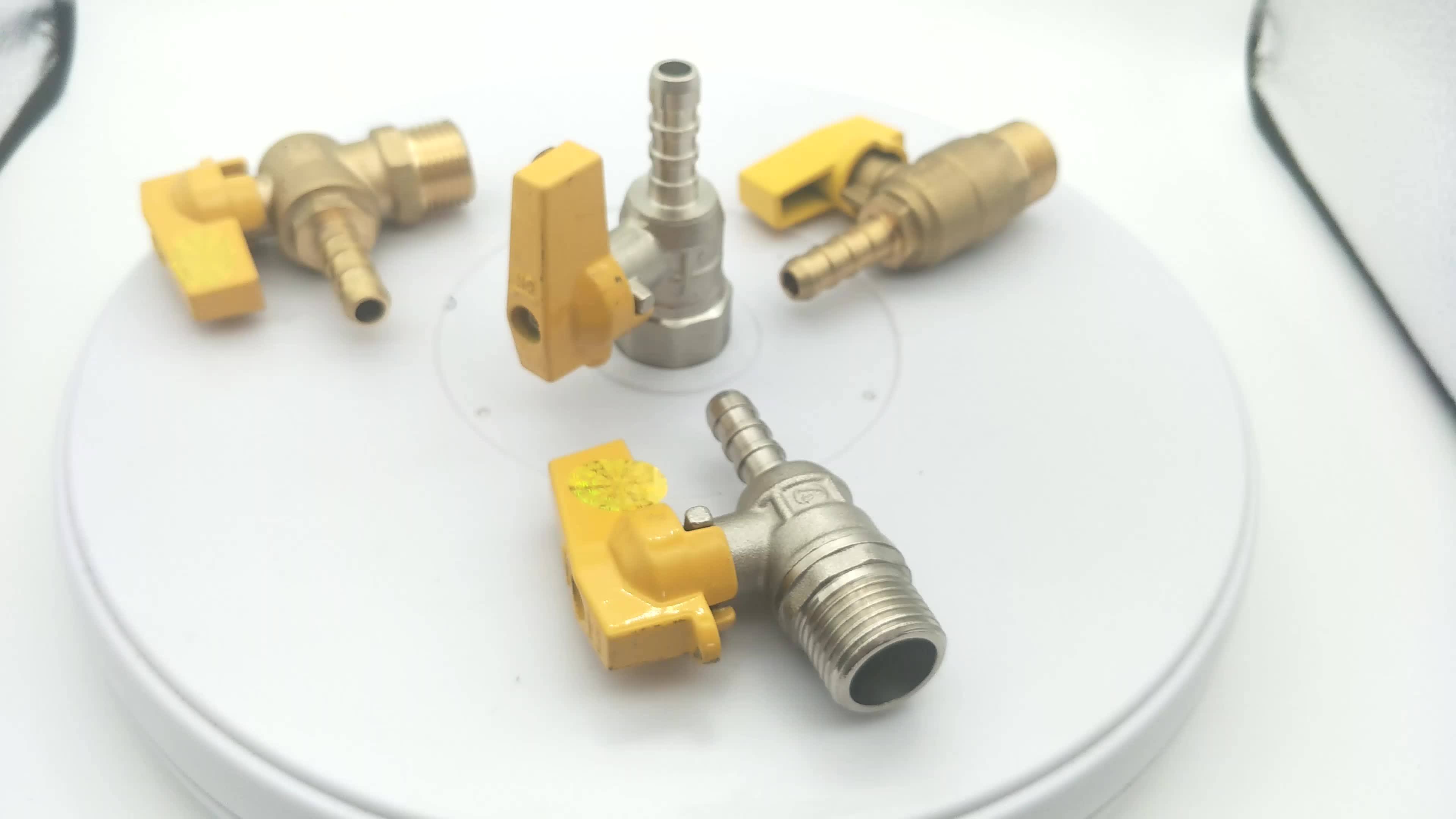 90 Degree Cw617n Small Brass Angle Gas Ball Valve With Yellow Handle ...