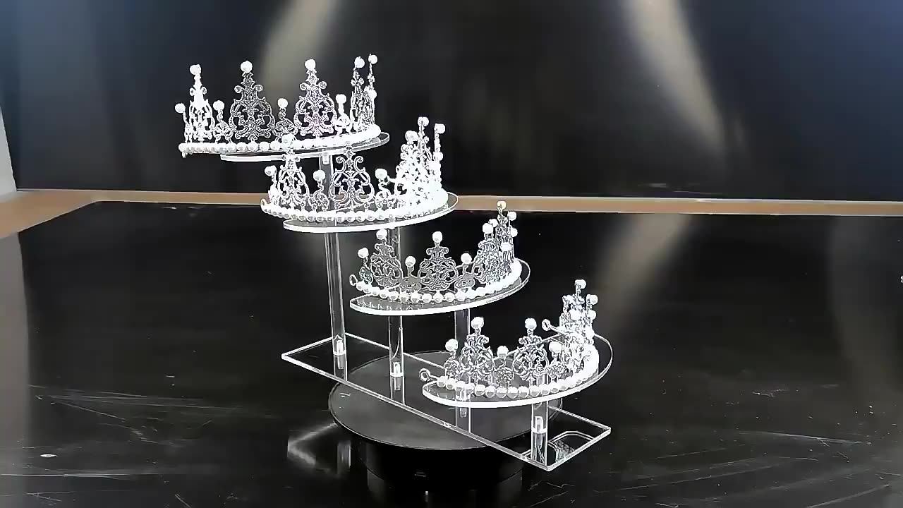 Tiered Clear Acrylic Tiara Display Stand For Crown Tiara Display Rack ...