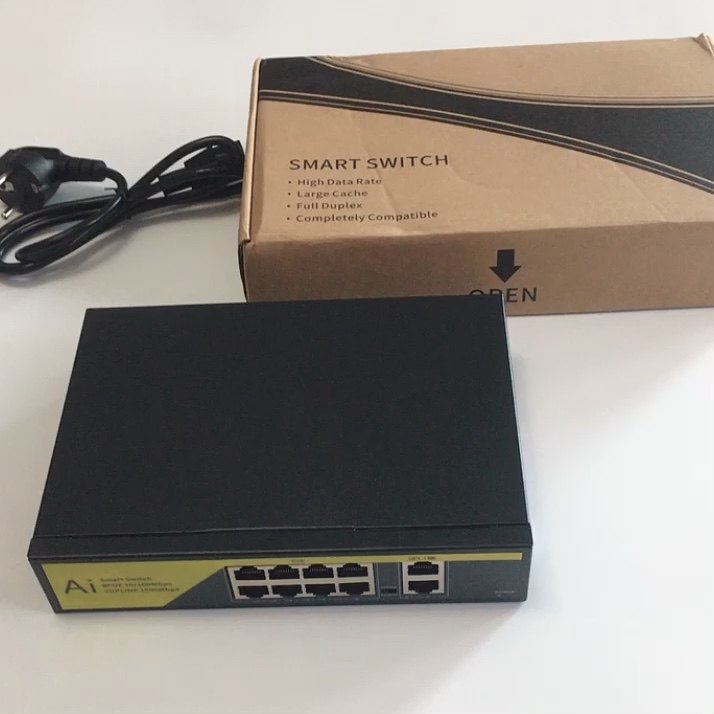 Cctv 48v Poe Ai Smart Network Switch 8 Port 10/100mbps Ieee 802.3 Af/at ...