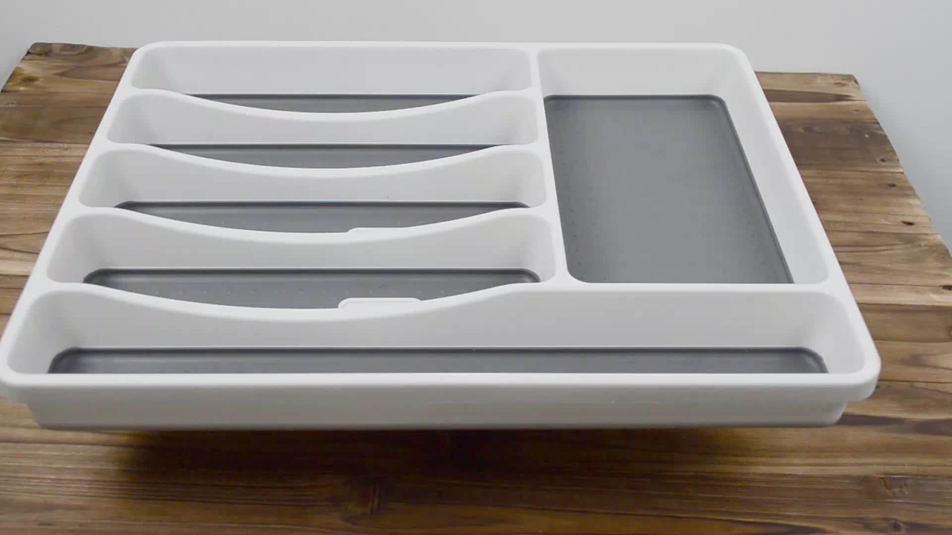6-compartments Cutlery Tray Kitchen Drawer Organizer Soft-grip Lining ...