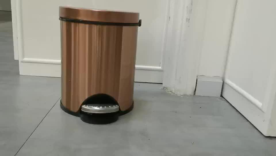 5l Foot Pedal Operated Round Shaped Indoor Kitchen Food Gold Trash Can ...