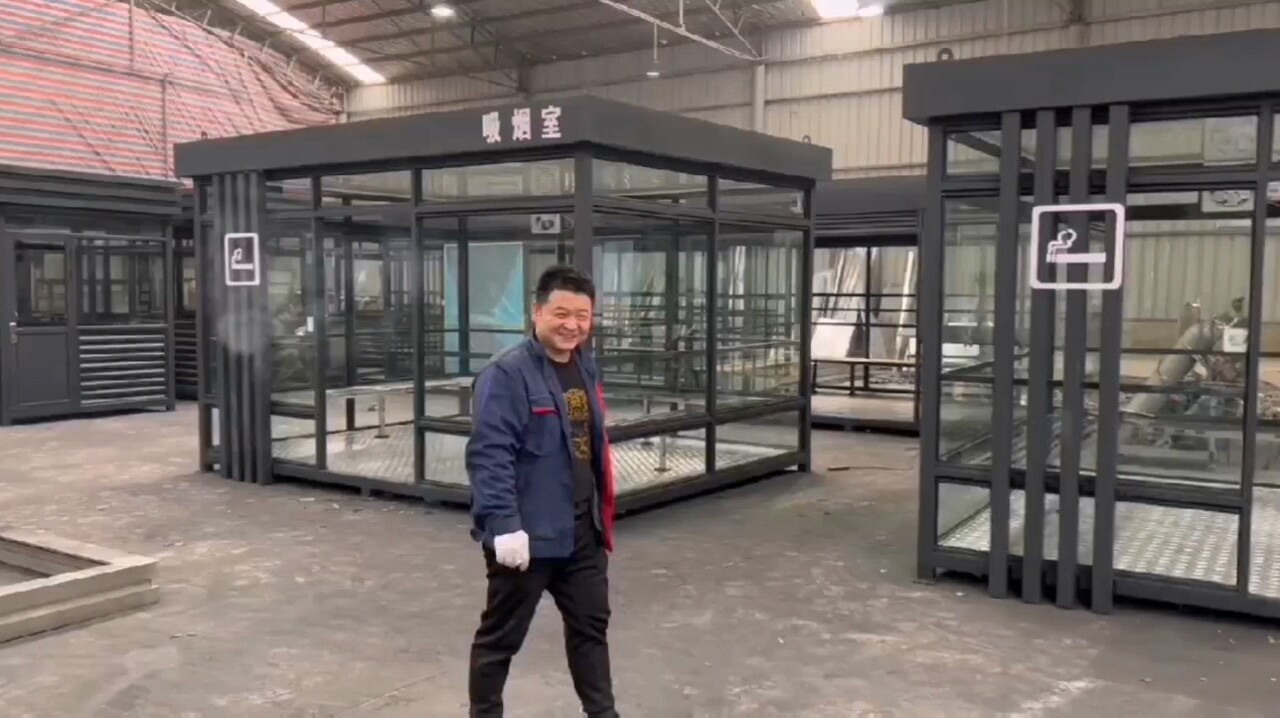 Prefab Steel Frame Glass Window Portable Outdoor Smoking Shelters ...