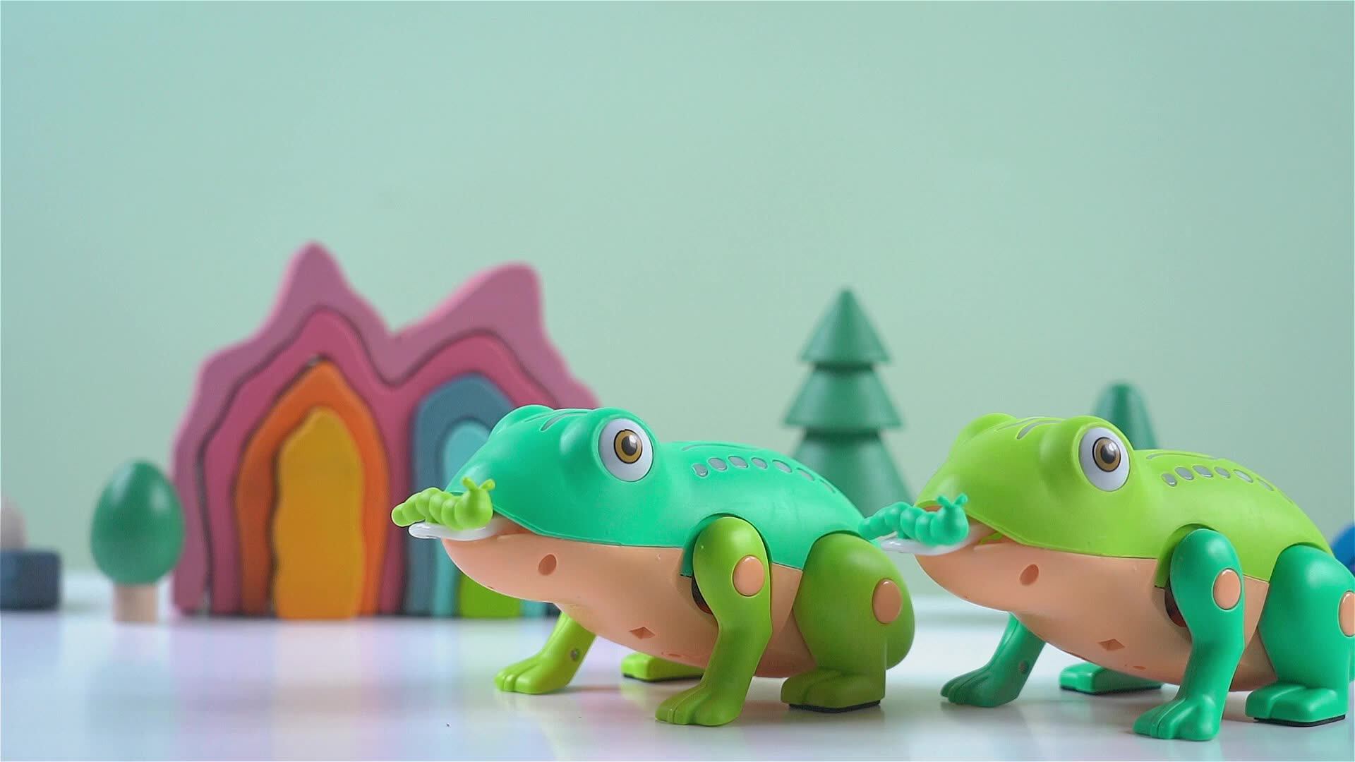 Kids Jumping Light Dancing Frogs Toys Tongues Up Drag Small Plastic ...