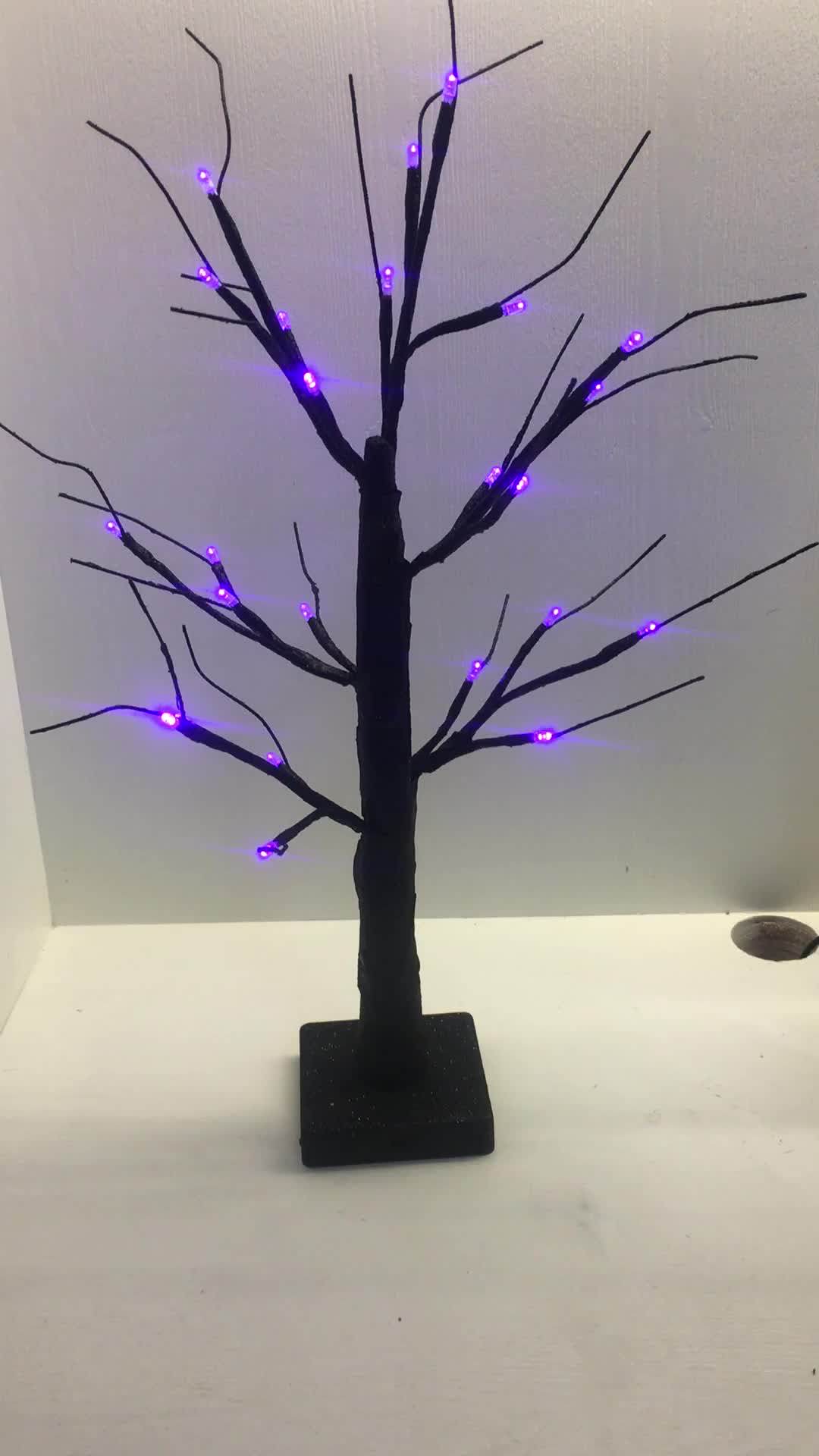 2ft 24led Black Glitter Tree Purple Led Halloween Lighted Tree ...