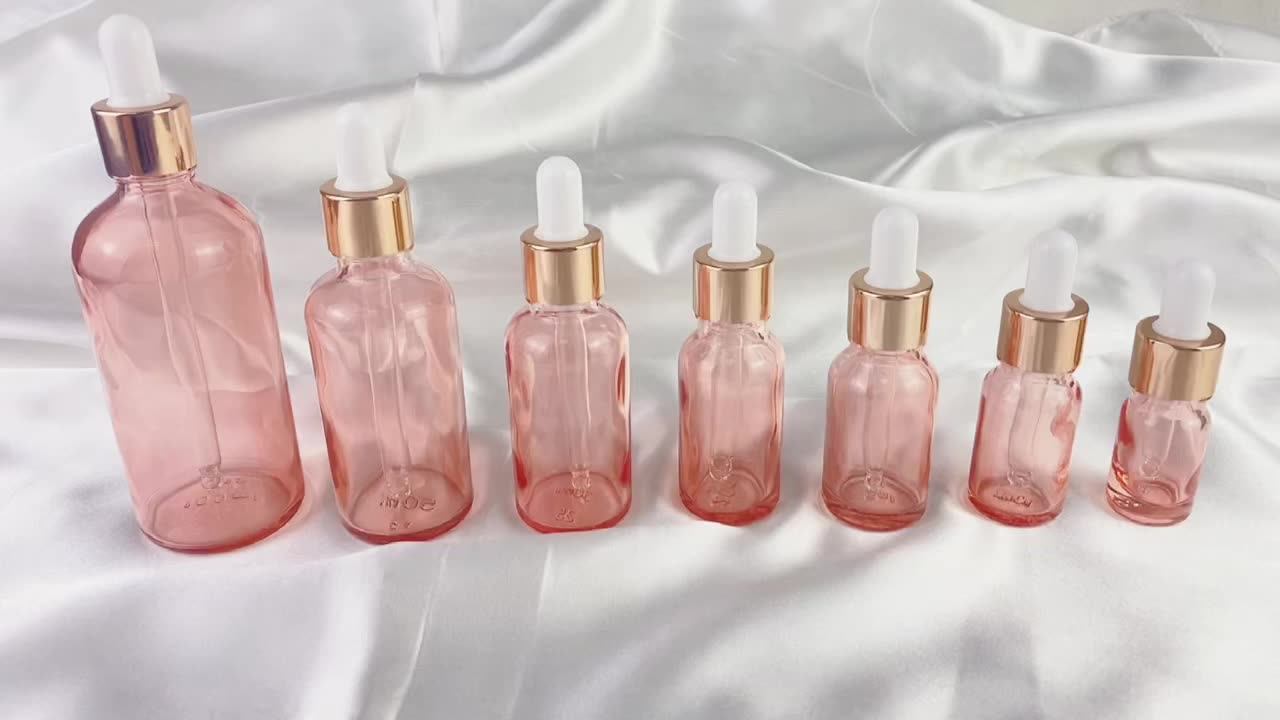Round Oil Pink Serum Glass 2oz Dropper Bottle 30ml 100ml Eye Rose Gold ...