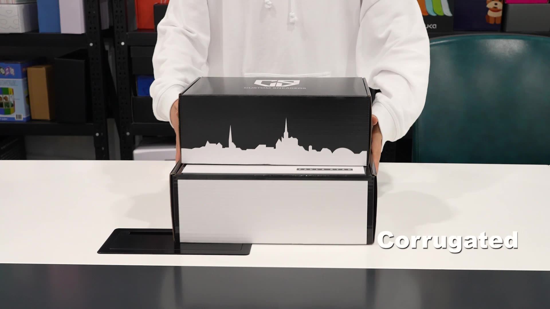 Luxury Customized Logo Printing Shoe Storage Boxes Large Size Black ...