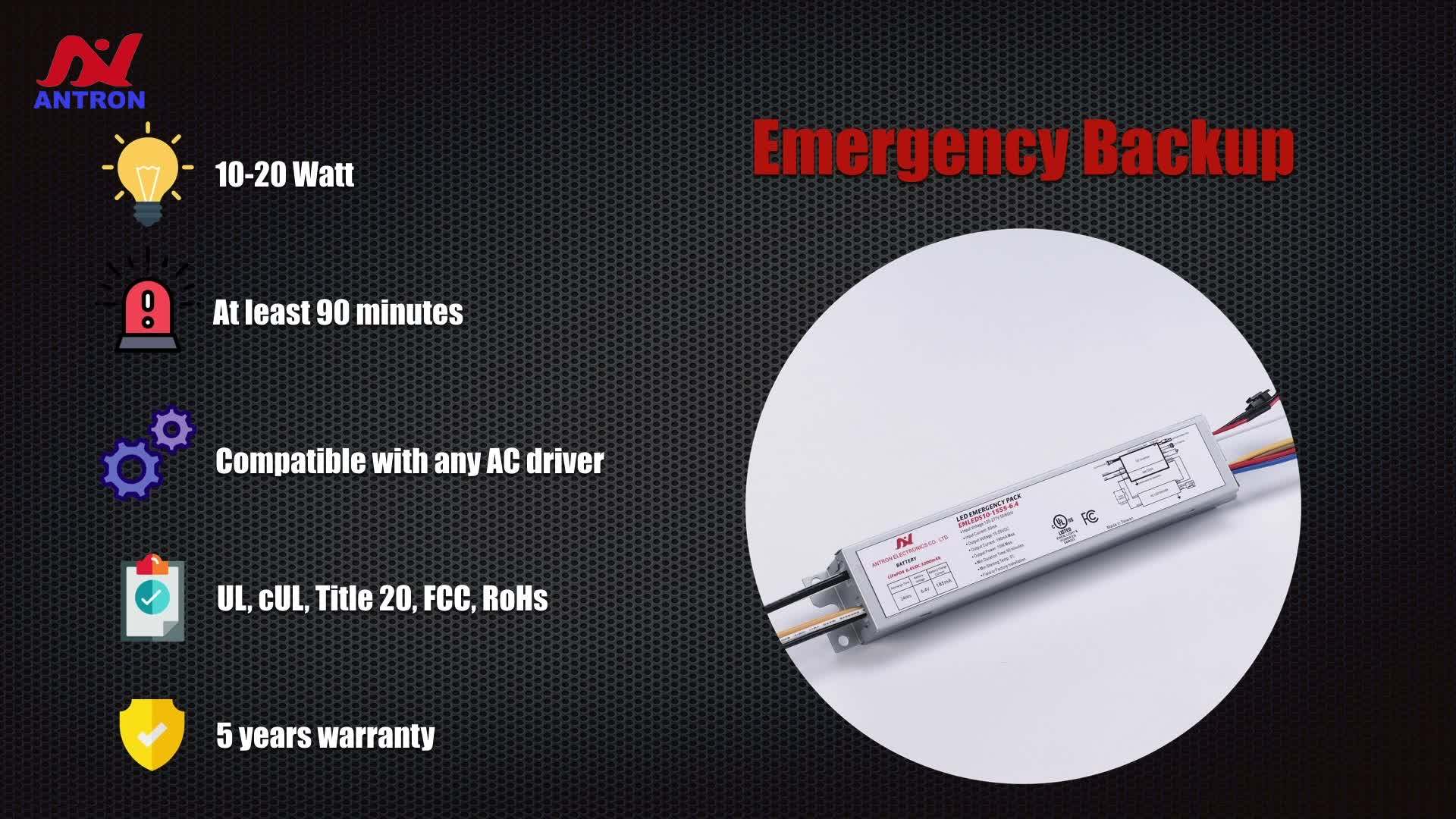 10w Led Emergency Driver Backup For Panel Troffer Ul - Buy Emergency ...