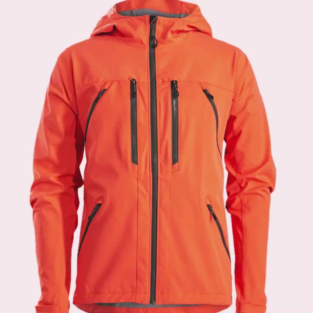 Mens Autumn Orange Windproof Waterproof Outdoor Softshell Jacket For ...