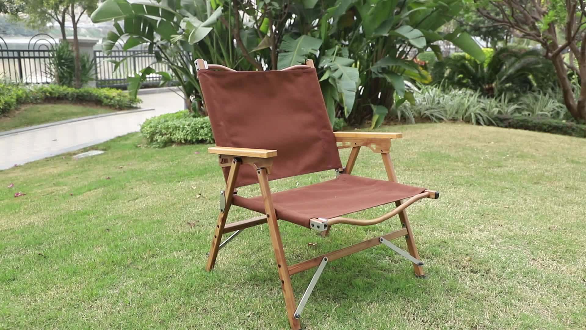 Onwaysports Portable Wood Grain Aluminum Foldable Low Camping Chair ...