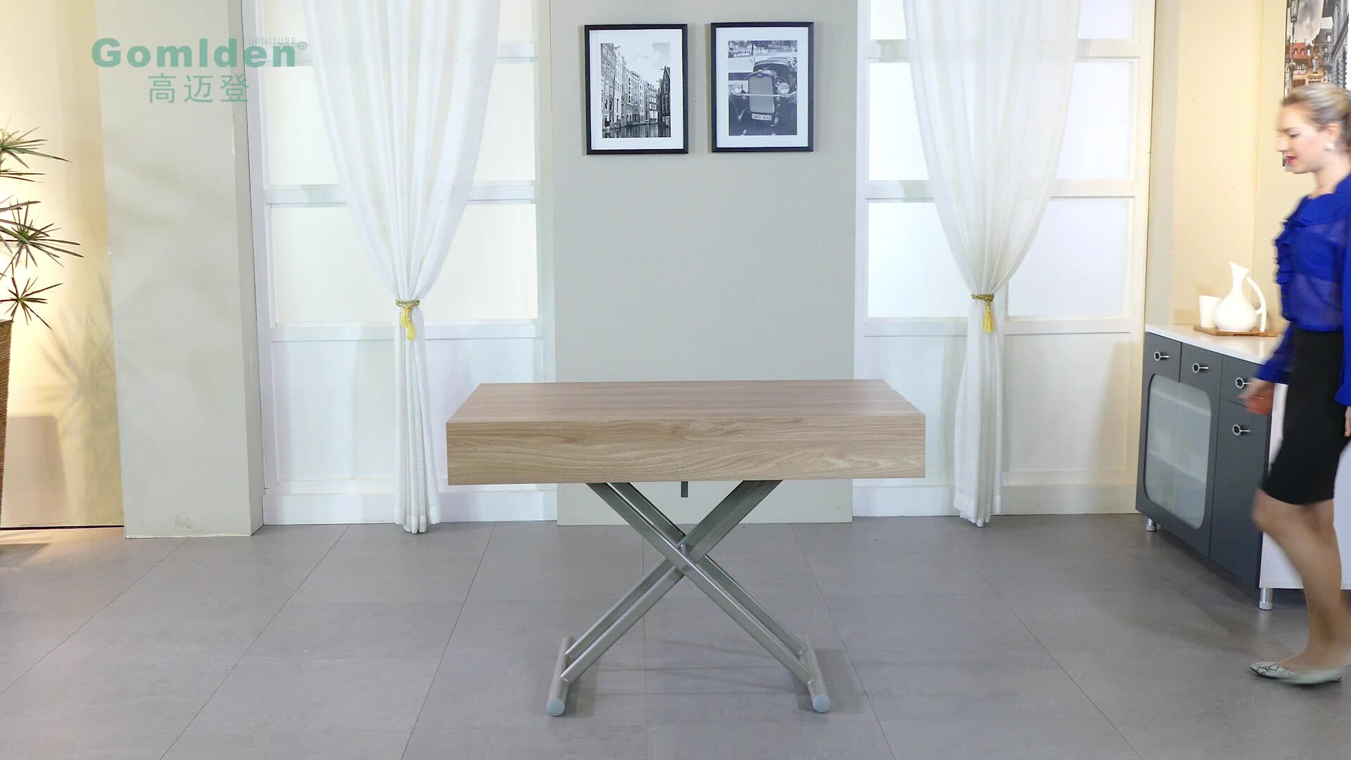 3 In 1 Multi-use Dining Table Convertible Wood Furniture Coffee Table ...