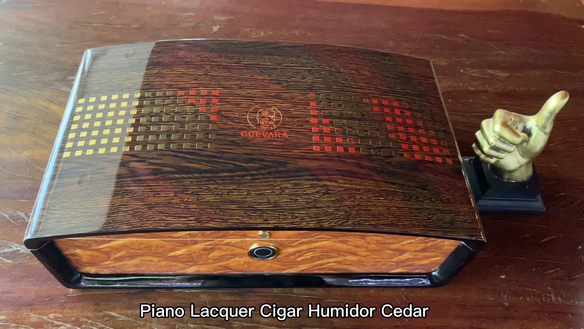Luxury Fingerprint Lock Cigar Box With Humidifier And Hygrometer Cedar ...