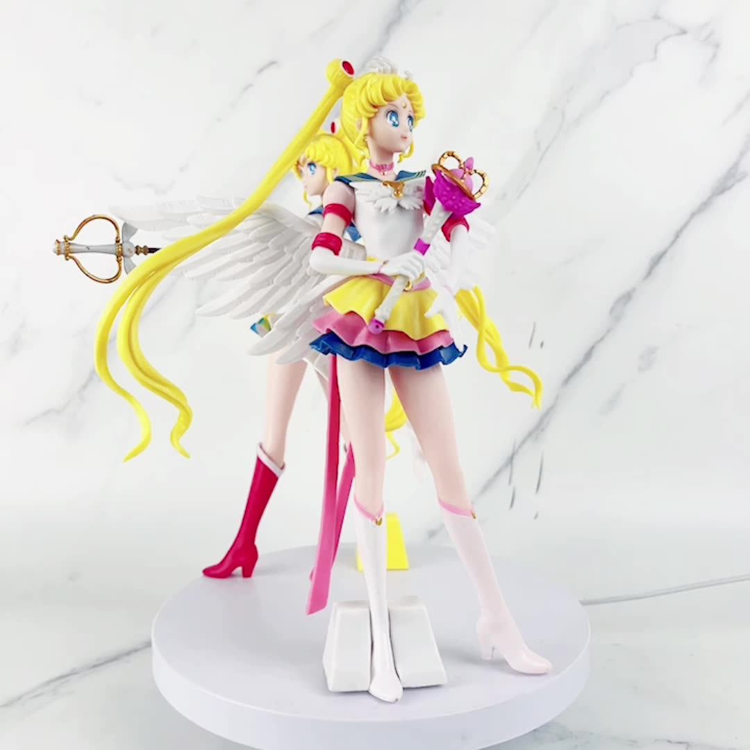 23cm Pretty Soldier Sailor Moon Action Figures Cartoon Pvc Toy Ornament ...