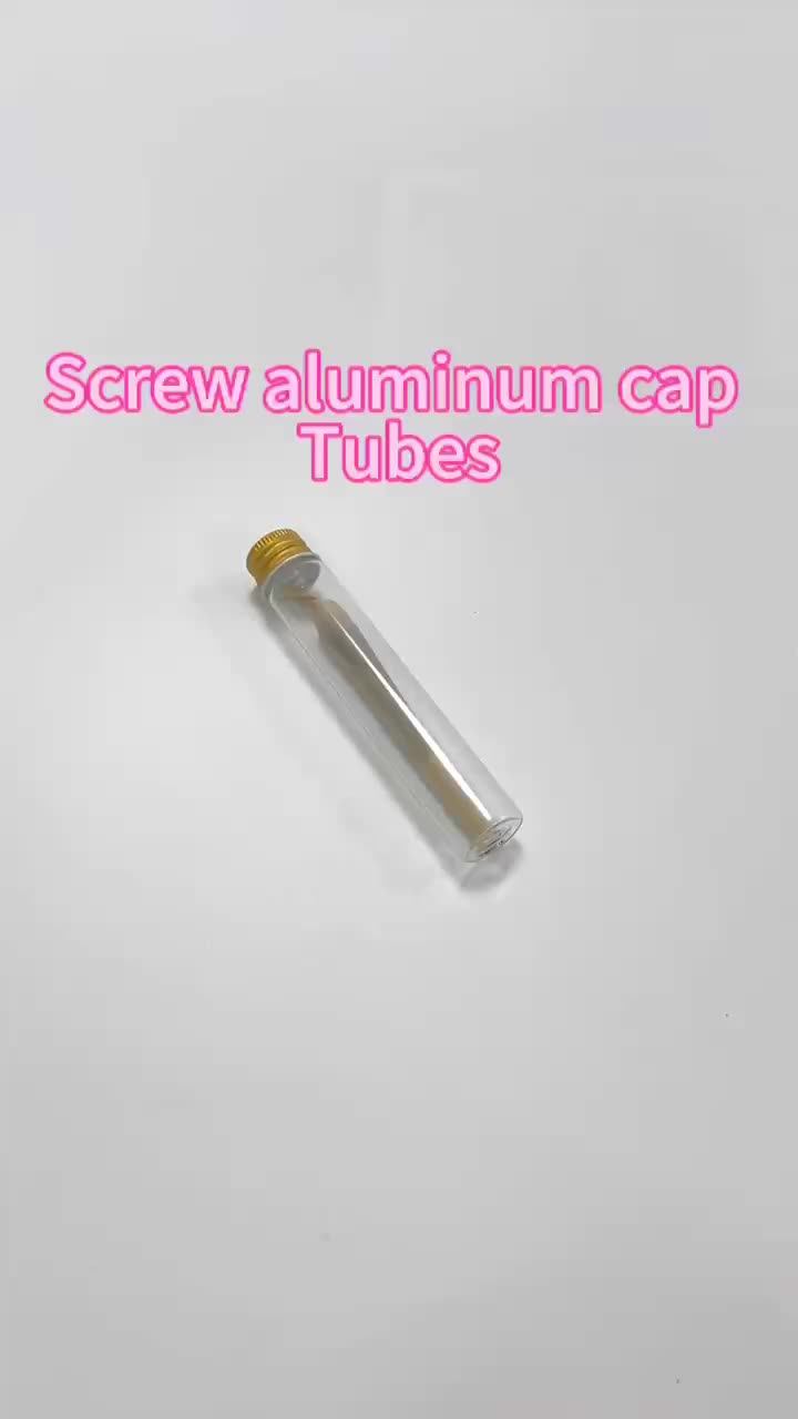 Screw Aluminum Cap Tubes Transparent Pre Roll Glass Tube Oral Liquid ...