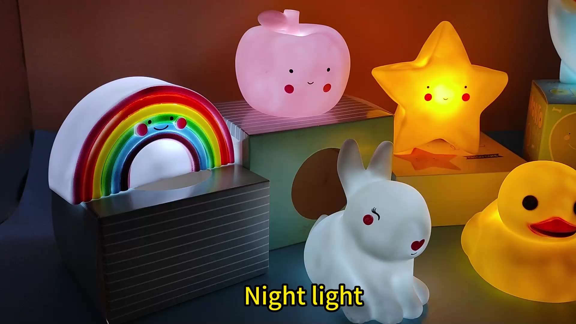 Cartoon Night Lights Led Cute Decoration Lamps Moon Rainbow Dinosaur ...