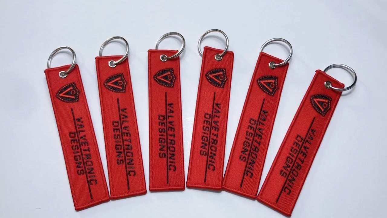 Yuewen Custom Embroidery Letter Logo Keytag Remove Embroidered Keychain ...