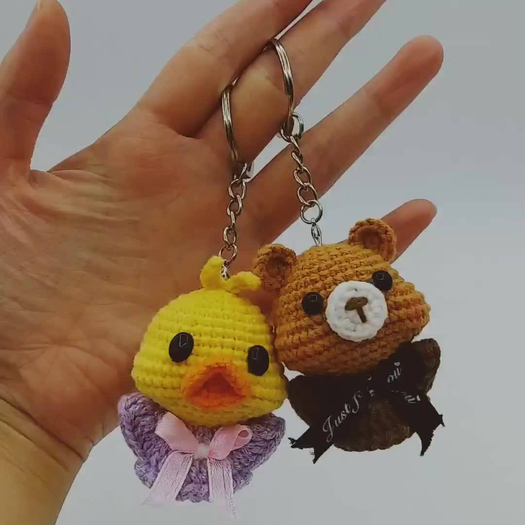 Handmade Knitting Brown Doll Hanging Bag Accessories Key Ring Crochet ...