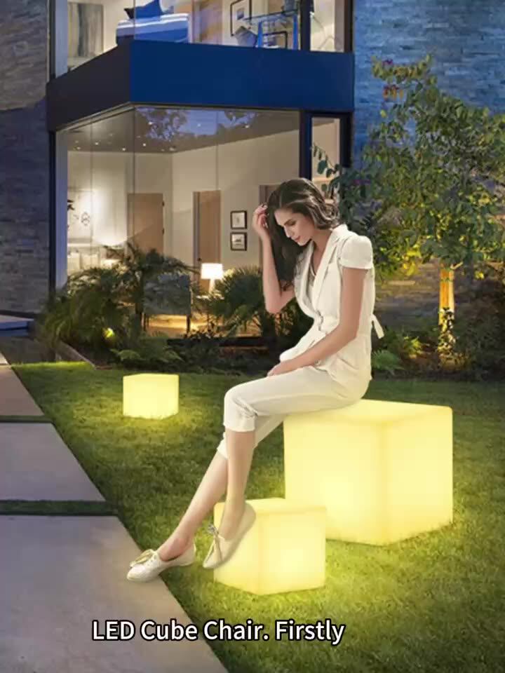 Modern Rgb Color-changing 3d Led Glowing Cube Illuminated Dice Chair ...