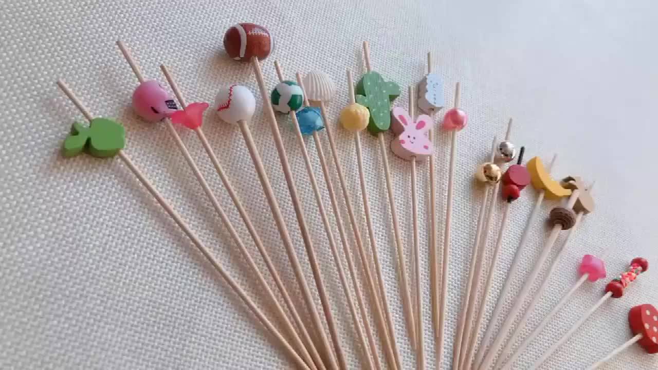 Custom Party Cocktail Bamboo Bead Picks,Fancy Food Bamboo Picks With ...