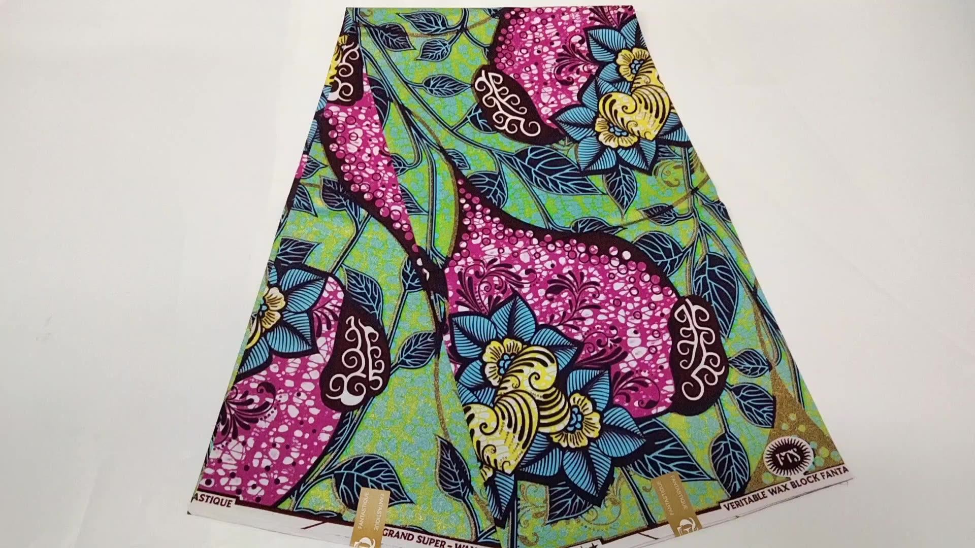 100% Cotton Pagne Batik Ankara African Golden Wax Nigerian Jacquard Woven Cotton Wax 6 Yards ...