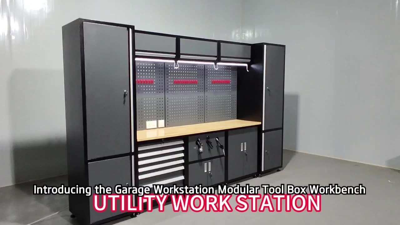 Garage Workstation Modular Tool Box Workbench Workshop Metal Garage ...