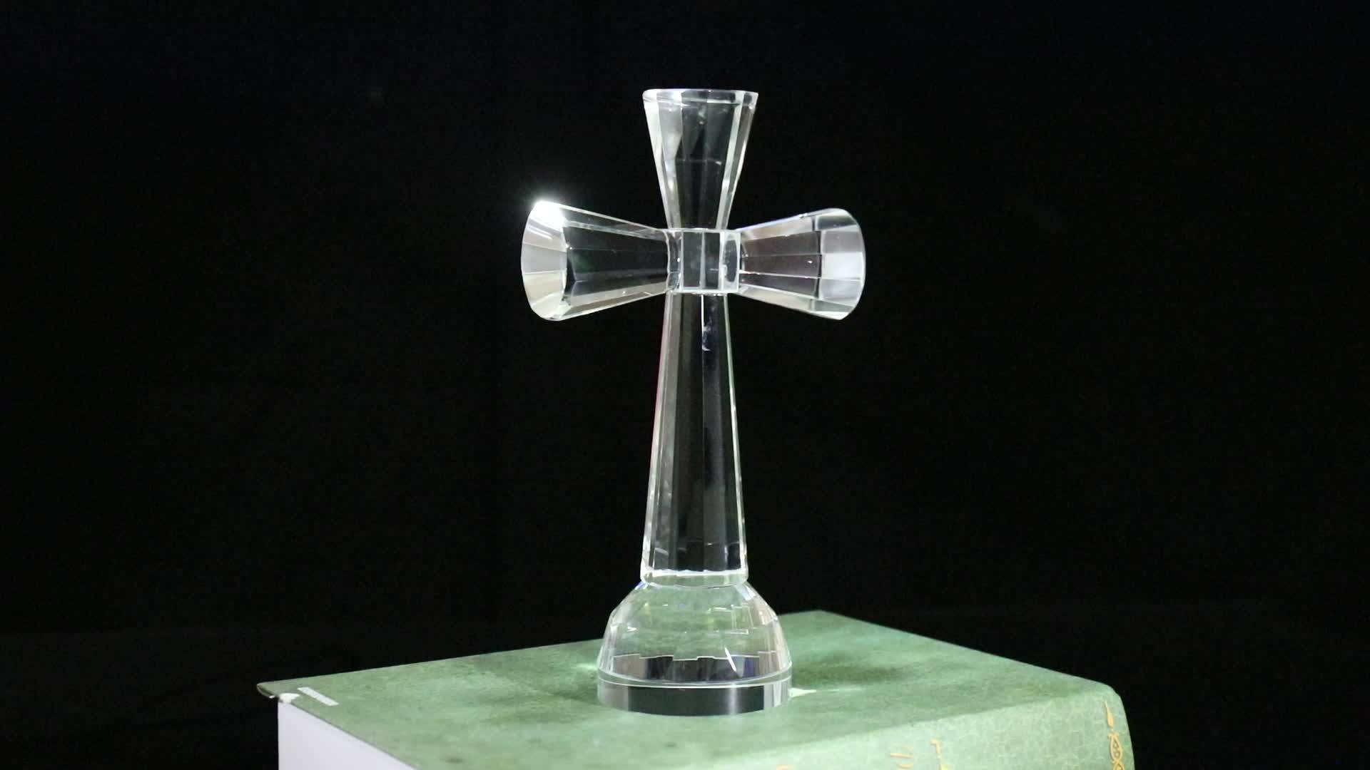 Clear Crystal Glass Standing Cross Mh-15550 - Buy Glass Standing Cross ...