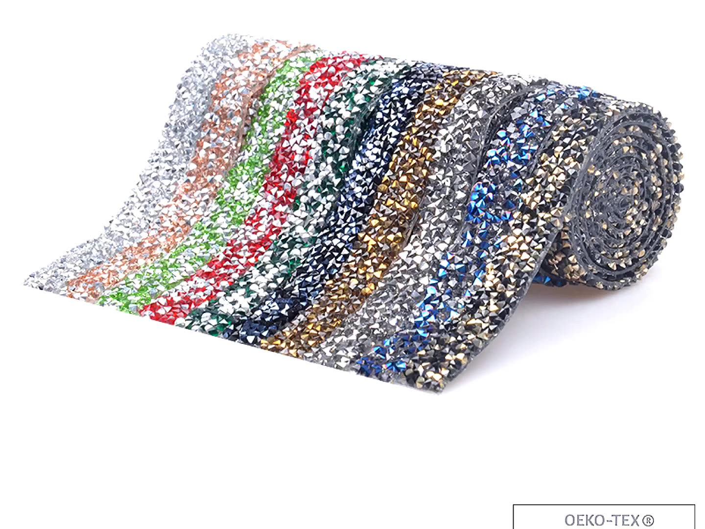1.5cm Width Rhinestone Ribbon Hot Fix Tape Adhesive Rhinestone Trim ...