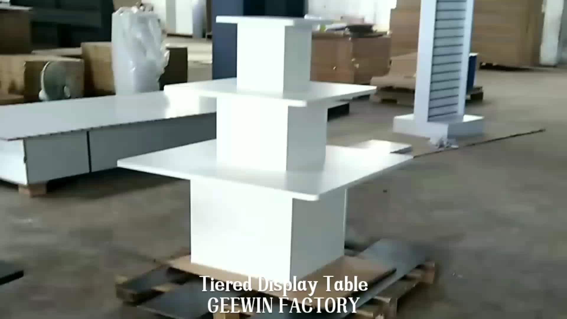 Wholesale Wood Square Tiered Display Table Cosmetics Shop Counter ...