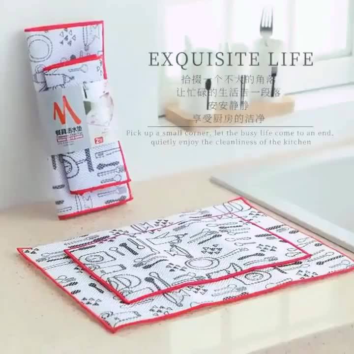Microfiber Printed Kitchen Dish Drying Mats - Buy Hot Dish Mat,Silicone ...