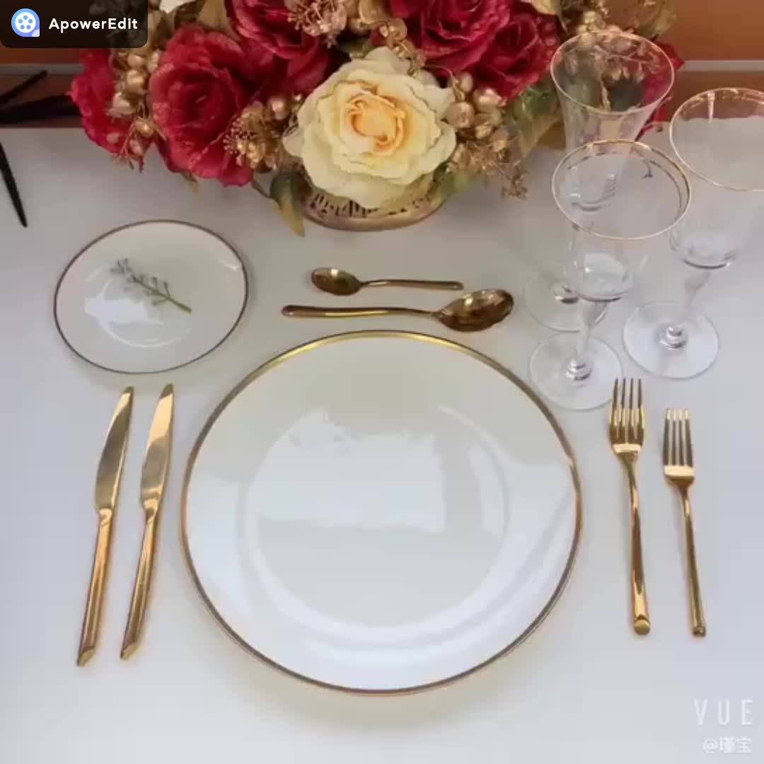 Wholesale Simple Elegance Matt Gold Rim Bone China Dinner Charger ...