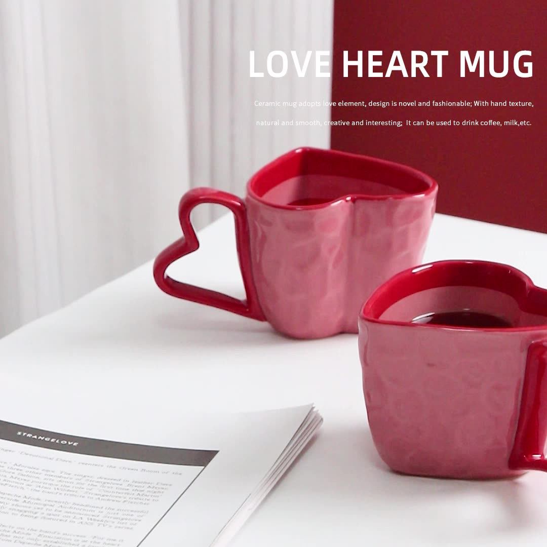 Korean Version Couple Heart Shaped Custom Pattern Design Ceramic Mug ...