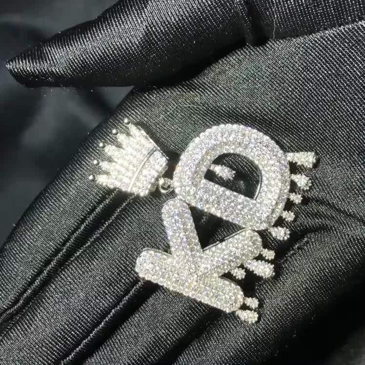 Men's Charms Zircon Hip Hop Gold Silver Custom Iced Out Crown Bubble ...