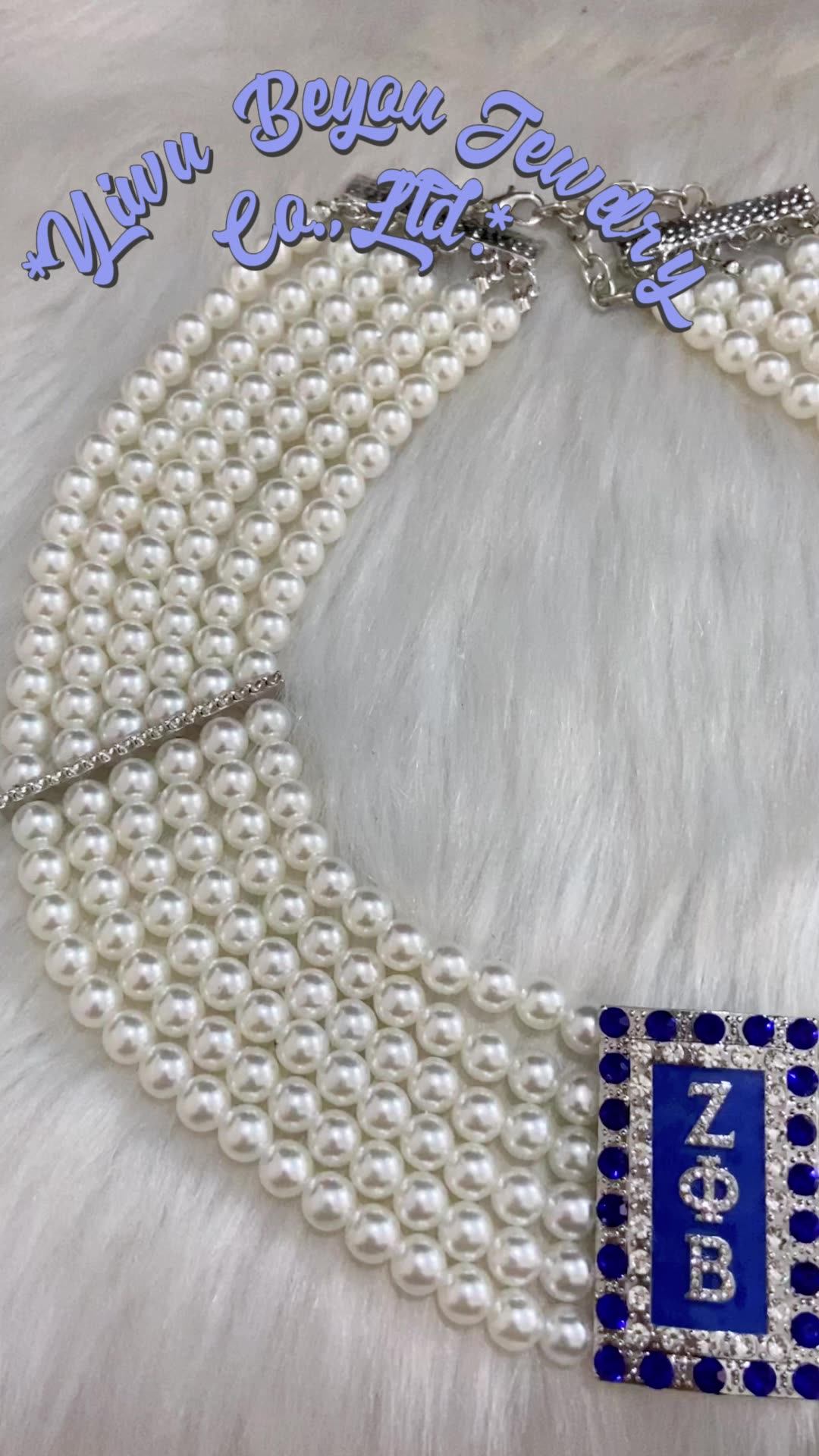 Six Layers Zeta Phi Beta Sorority White Pearl Beaded Large Size ...