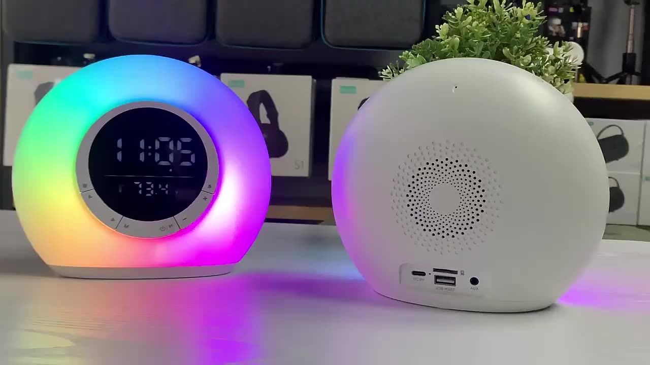 Alarm Lights Night Speaker Mini Led Rgb Light Speaker Portable Alarm ...