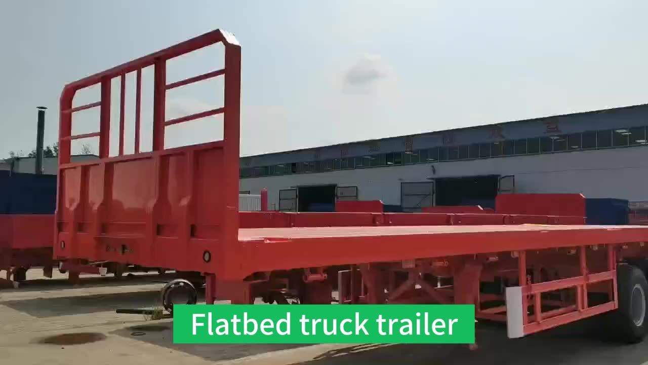 3 Axles Container Trailer 40 Feet 20ft 40ft Shipping Flat Bed Flatbed ...