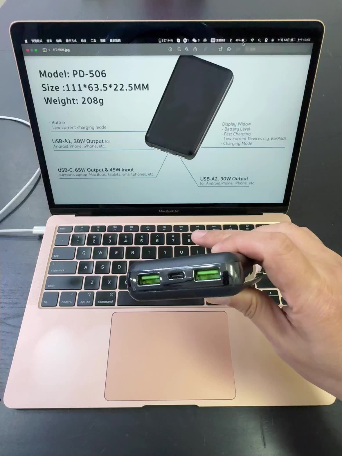 10000mah Usb C Output 65w Quick Charge 20v Laptop Pc Notebook Portable ...