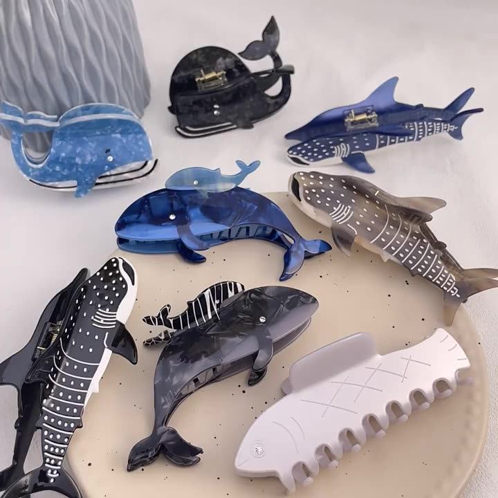 Yi Yhj Women's Hair Accessories Ocean Series Animal Whale Shark Grip ...