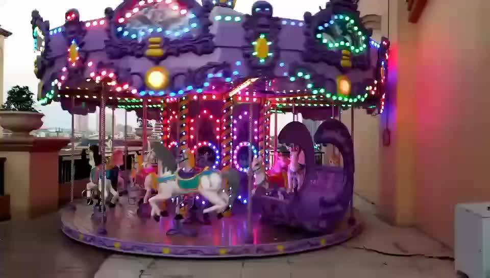 Kids Mini Merry Go Round With 3 Players Playground Coin Operated Kiddie ...