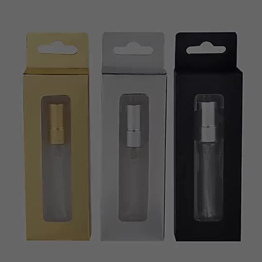 10ml Perfume Spray Bottle With Paper Box Packing White Card Paper Black ...